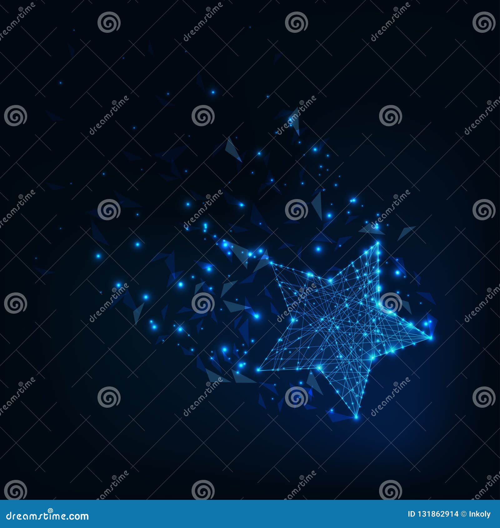 Low Polygonal Glowing Star with Tail Made of Constellation of Stars ...
