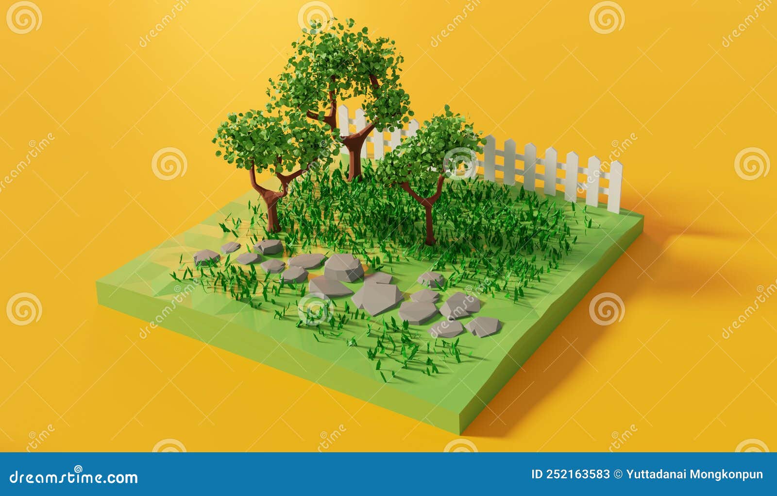 Low Polygonal Isometric Model of a Garden. Stock Illustration ...