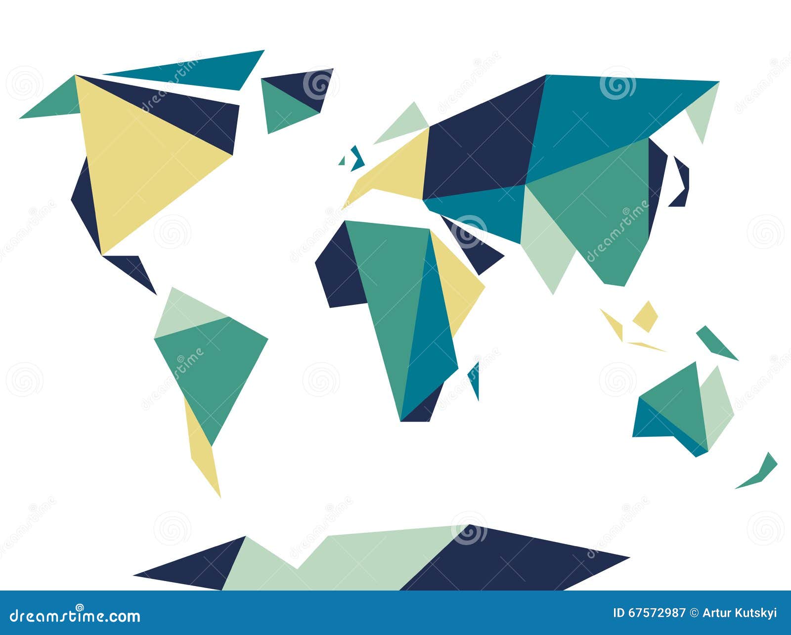 Low Polygonal Origami Style World Map. Abstract Vector Template. Stock ...