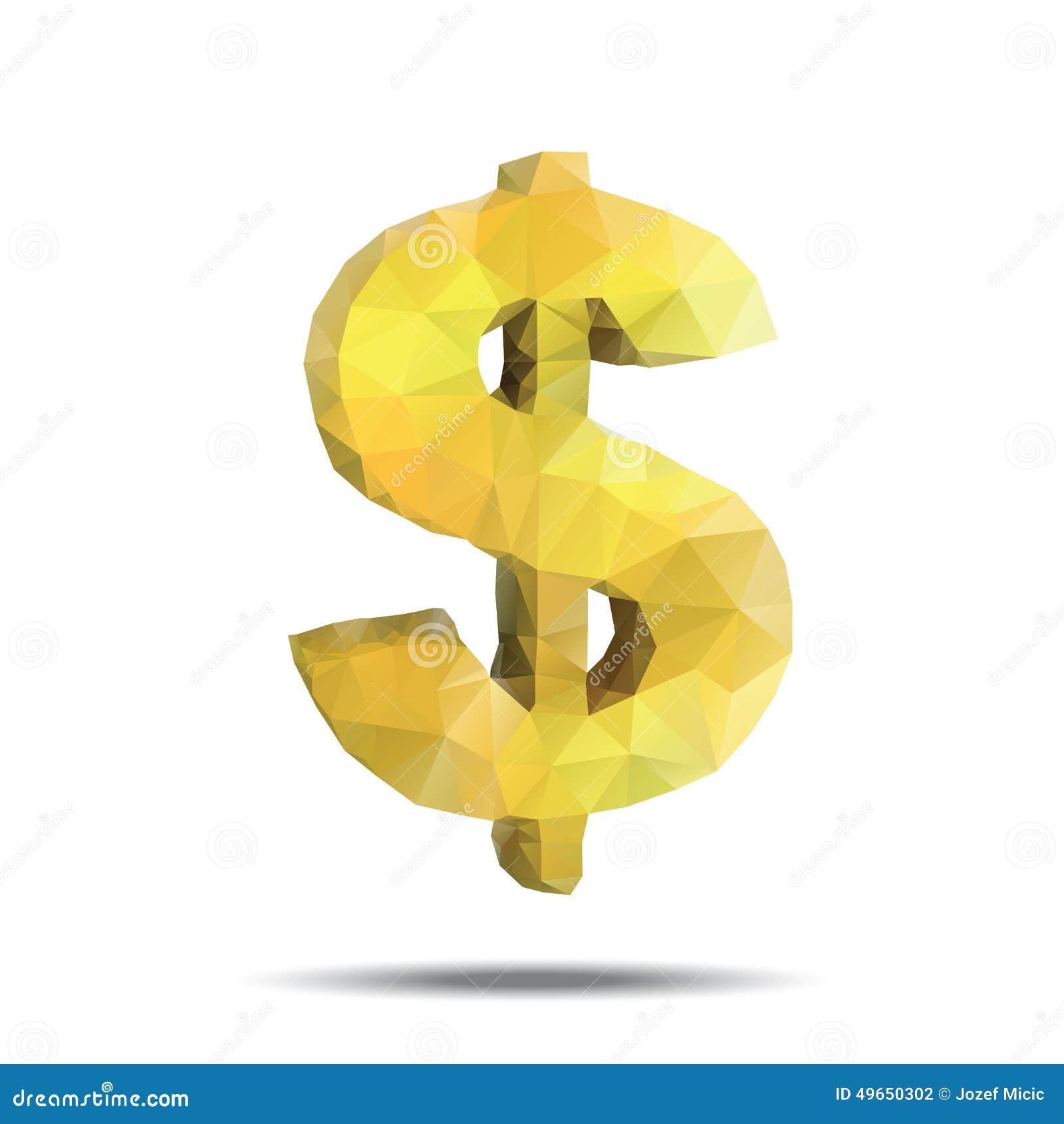 Low Polygonal Shape Golden Dollar Sign with Shadow Stock Vector ...