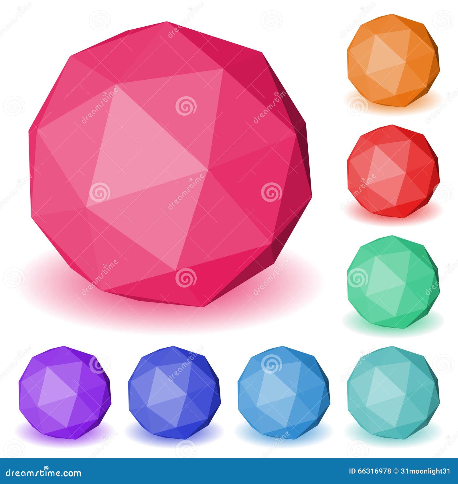 Low Polygonal Spheres of Triangular Faces Stock Vector - Illustration ...