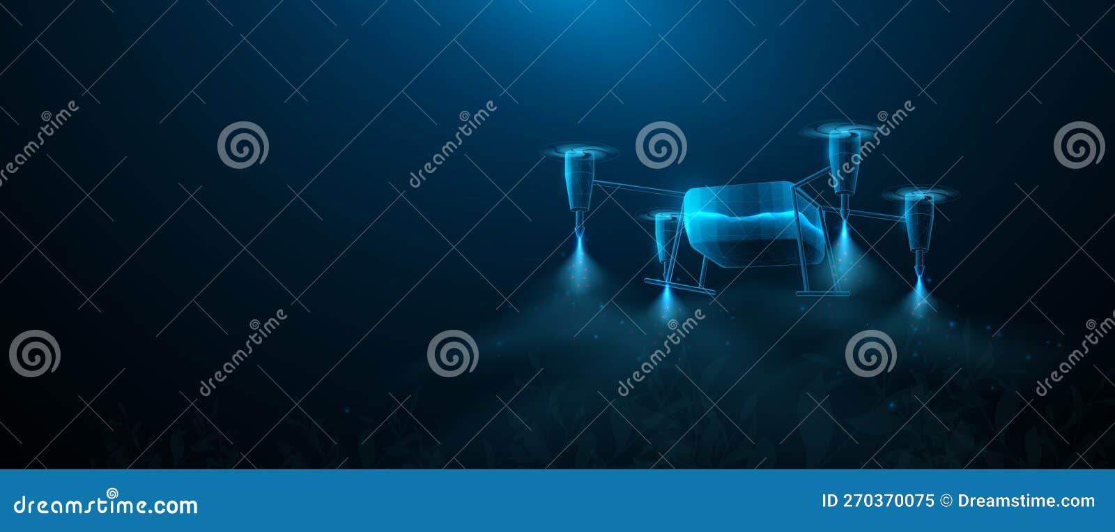 Low Polygonal Wireframe Style with Drone Flying on a Corn Field. Smart ...