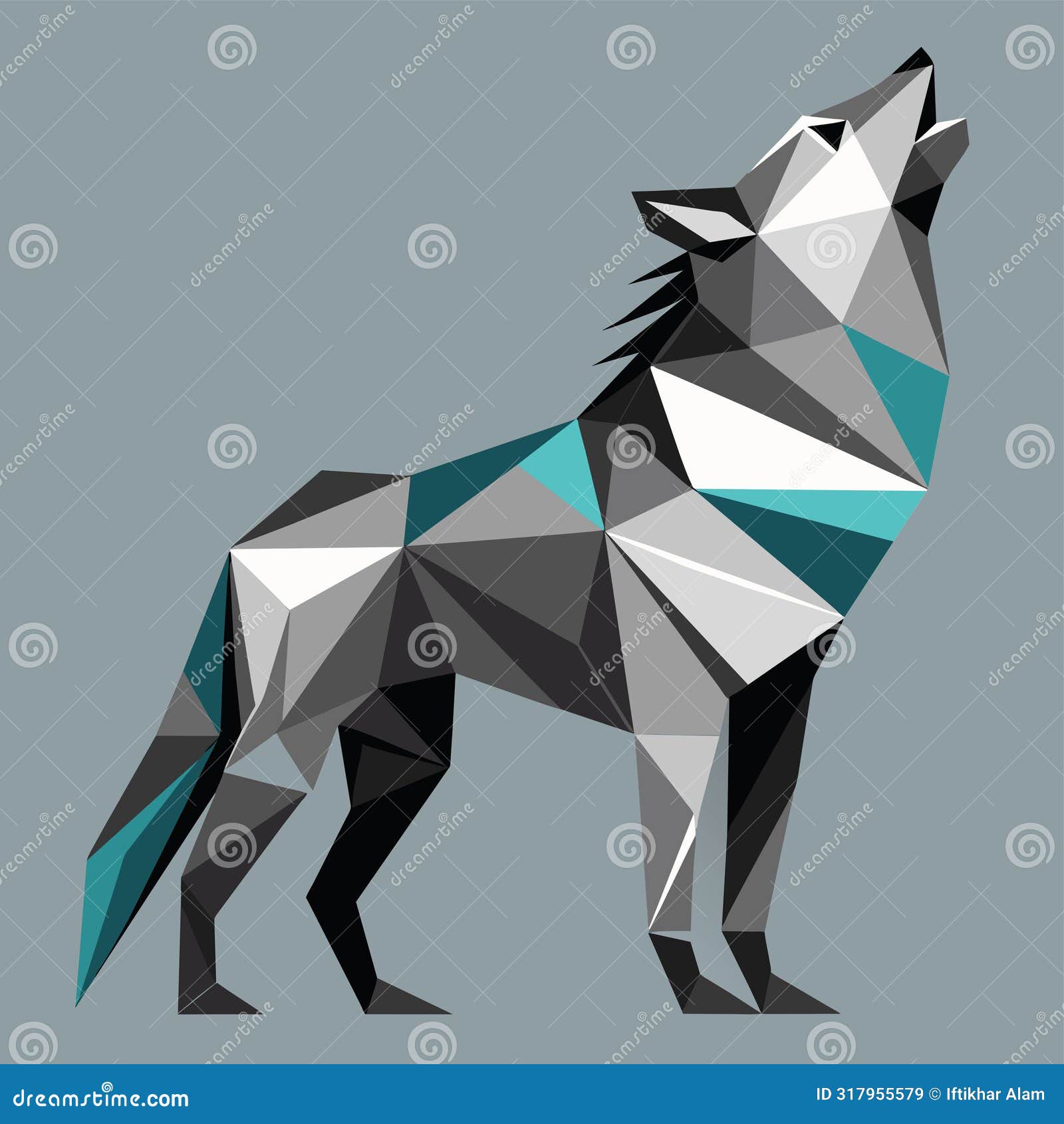 A Low Polygonic Representation of a Wolf Howling, a Geometric ...