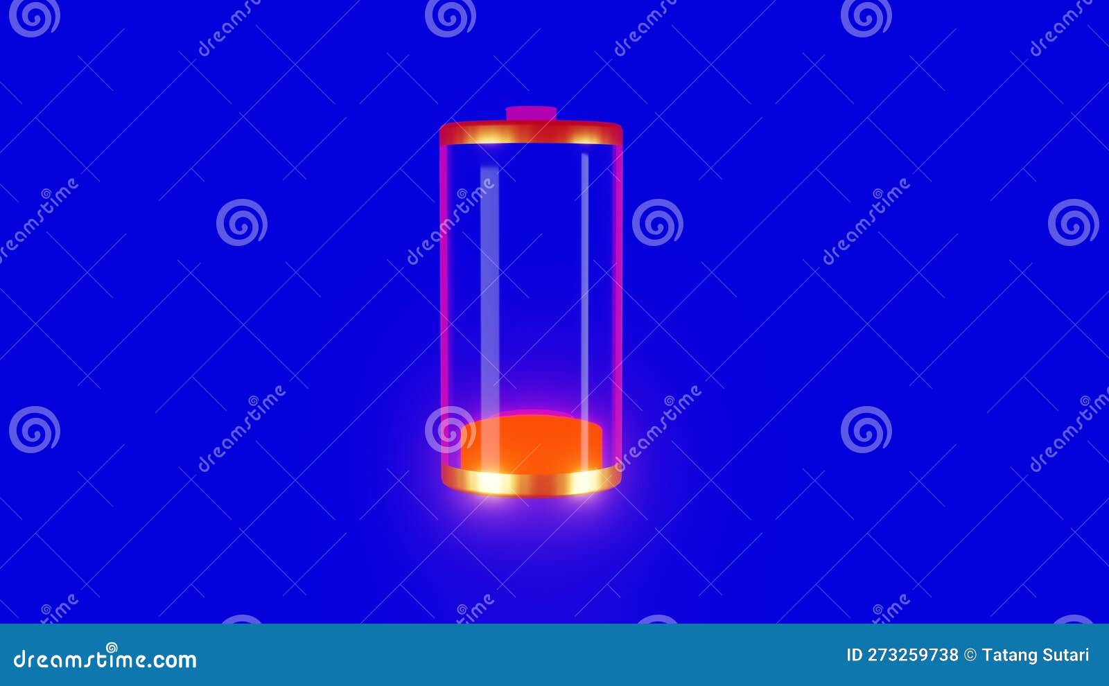 Low Power Battery 3d Illustration on Blue Background Stock Illustration ...