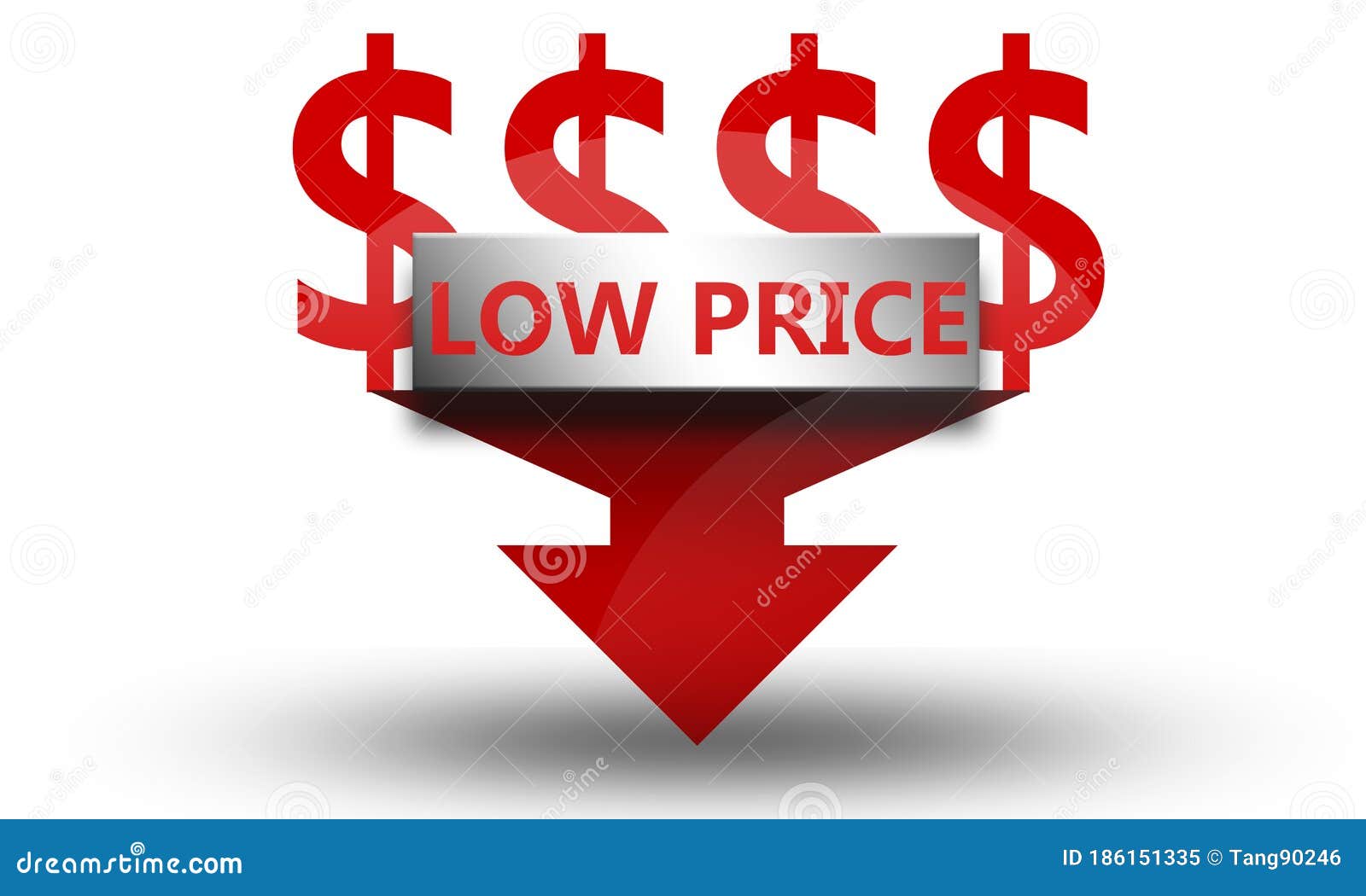 Low Price Design with Dollar Sign and Red Arrow Stock Illustration ...