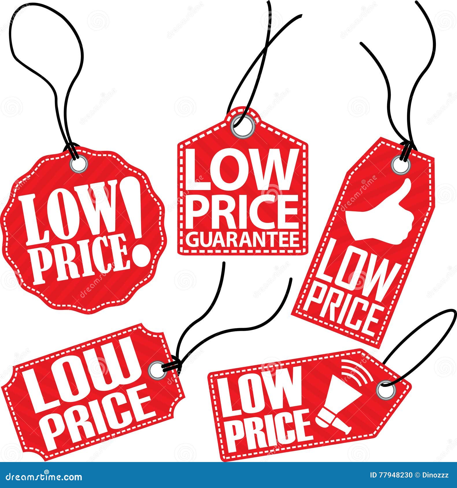 Low Price Red Tag Set, Vector Illustration Stock Vector - Illustration ...