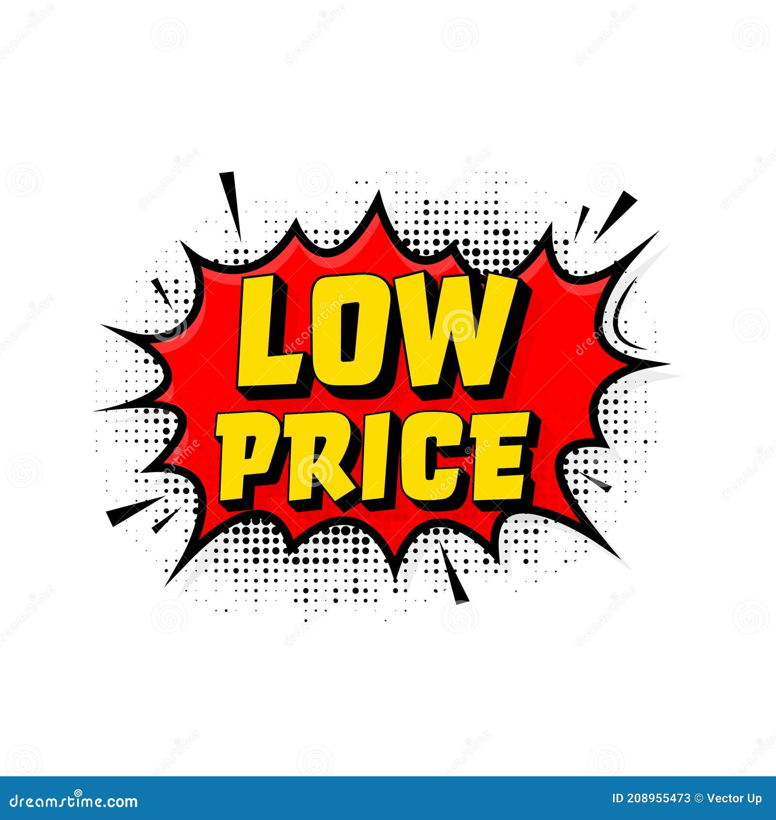 Low Price in Vintage Style. Cartoon Style Vector. Pop Art. Vector Text ...