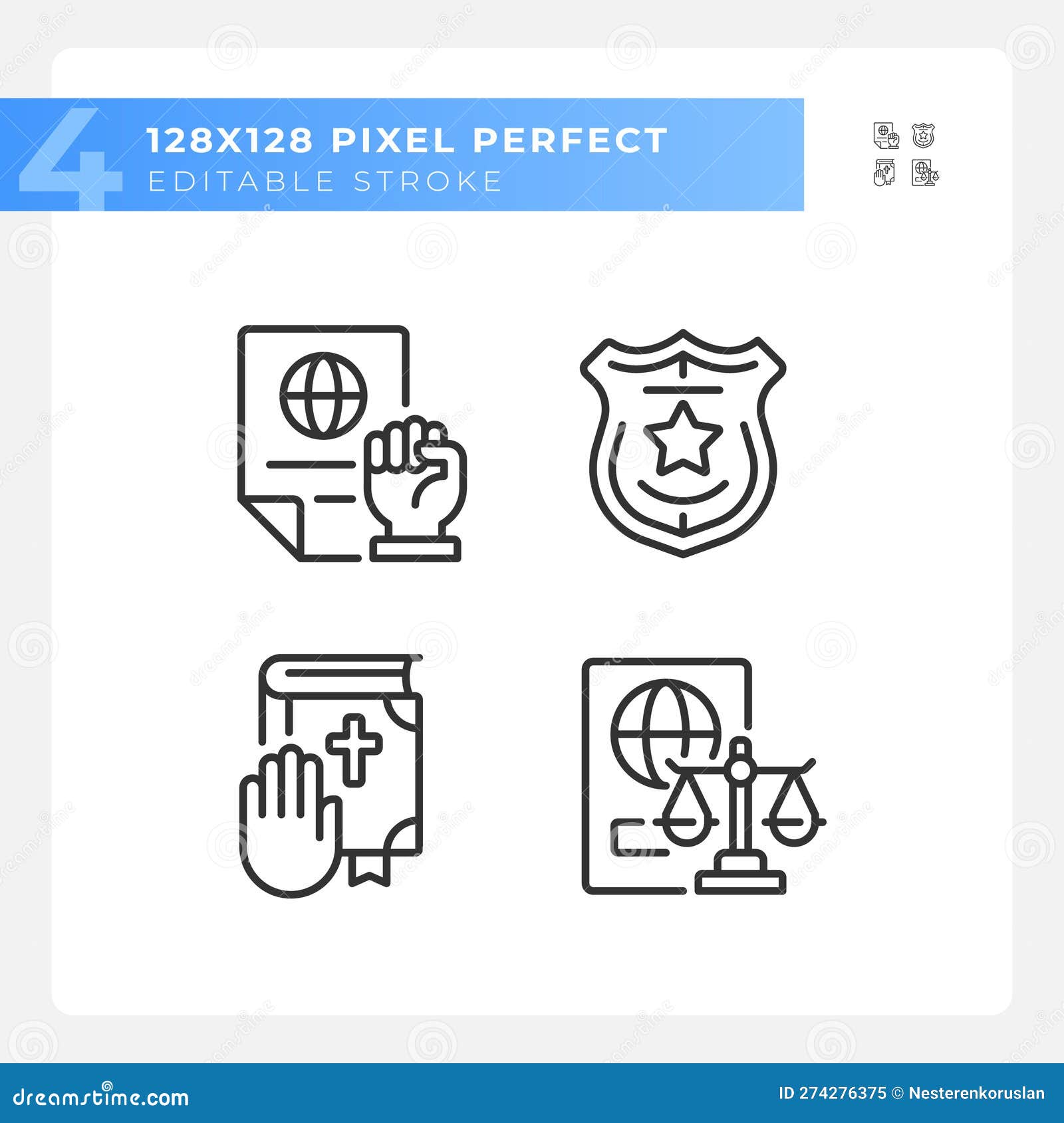 Low Protecting Human Rights Pixel Perfect Linear Icons Set Stock Vector ...