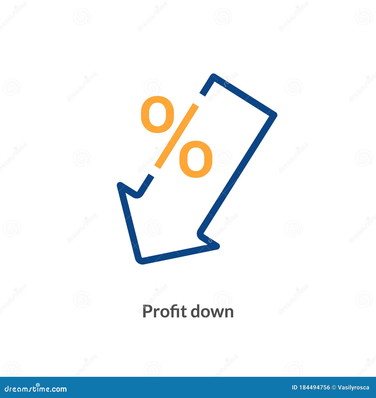 Low Rate Profit Cost Icon. Reduction Cost Decrease Percent Profit Down Sign Stock Vector ...