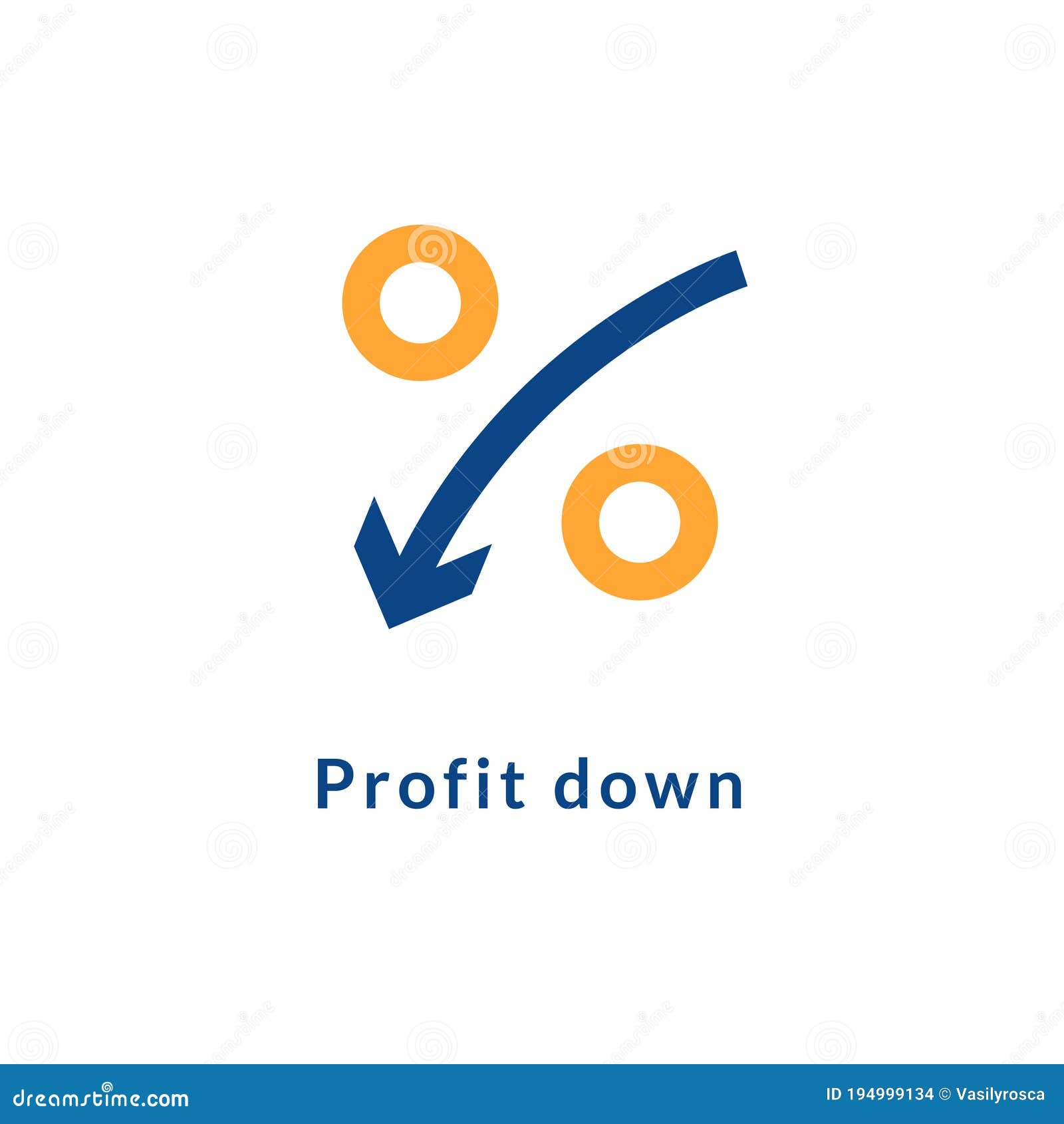 Low Rate Profit Cost Icon. Reduction Cost Decrease Percent Profit Down Sign Stock Vector ...