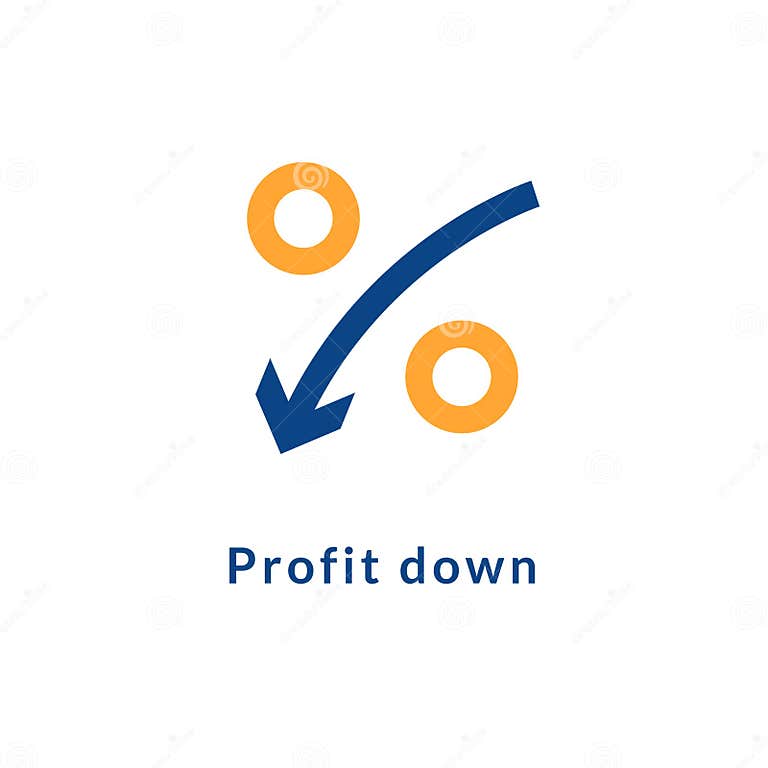 Low Rate Profit Cost Icon. Reduction Cost Decrease Percent Profit Down Sign Stock Vector ...