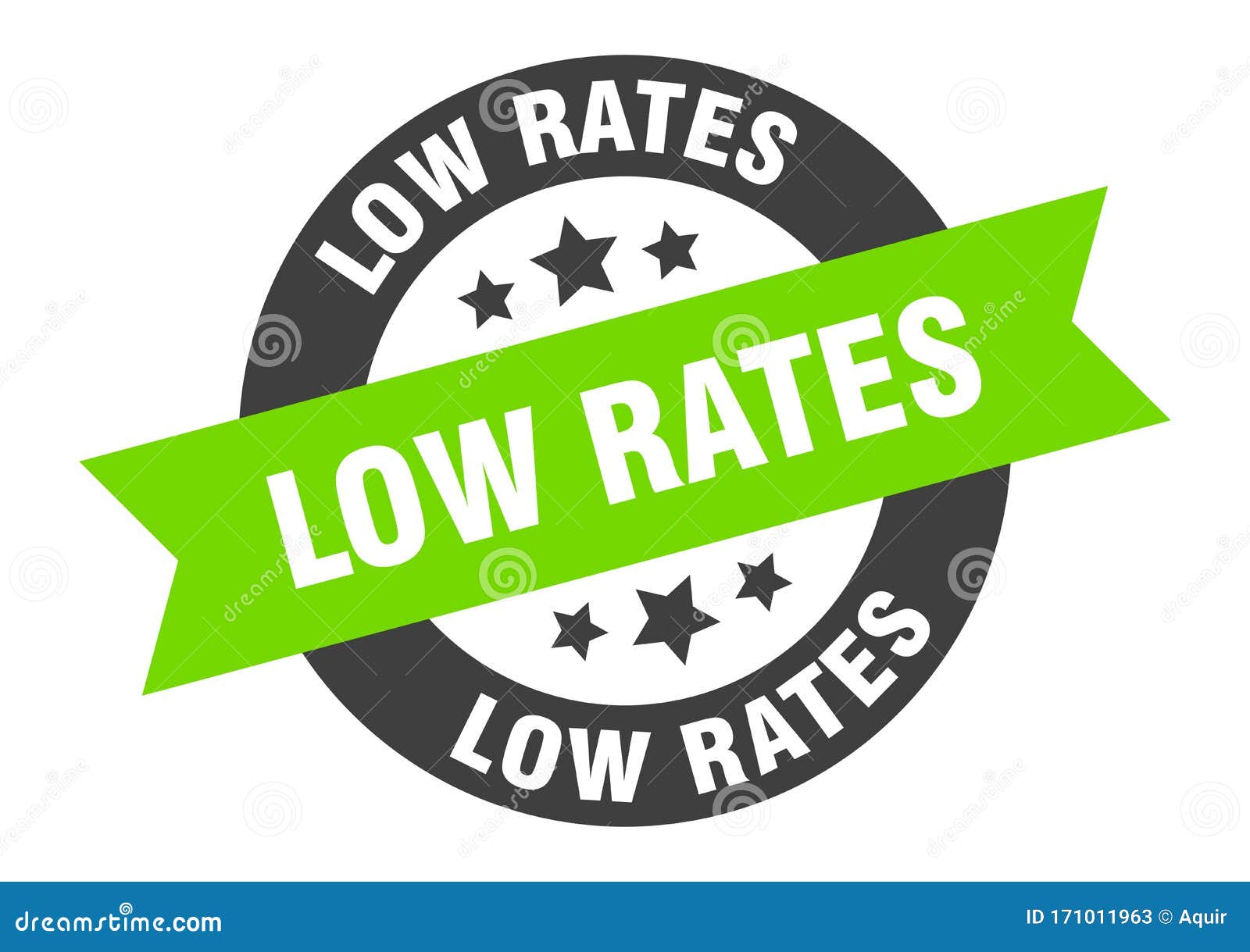 Low Rates Sign. Low Rates Round Ribbon Sticker Stock Vector ...