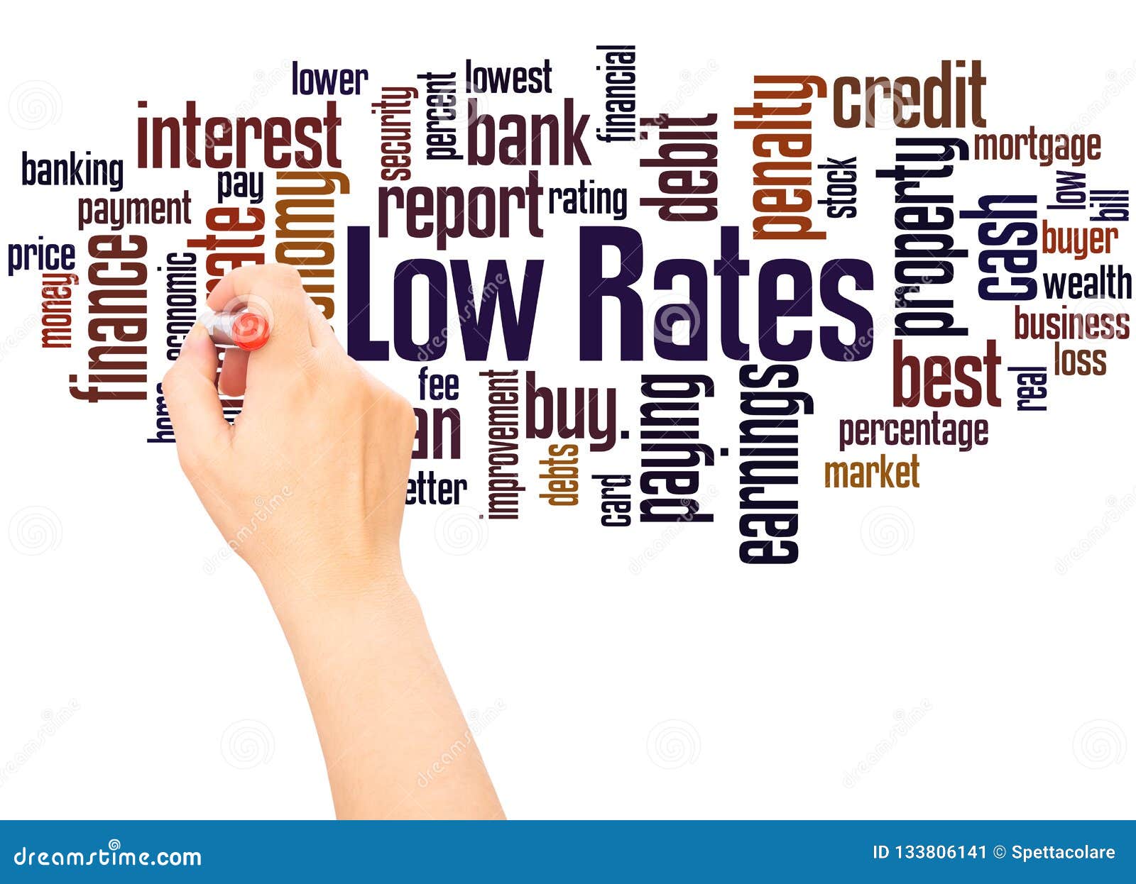 Low Rates Word Cloud Hand Writing Concept Stock Illustration ...