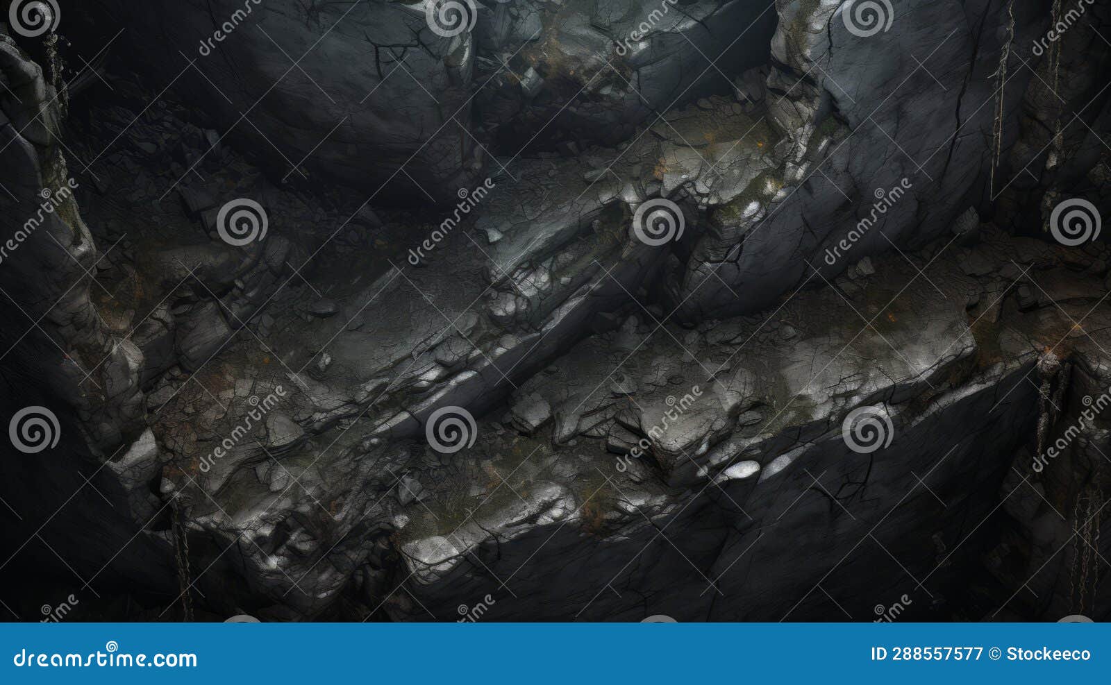 Cracked Black Wasteland: a Hyperrealistic Cave with Metallic Textures ...