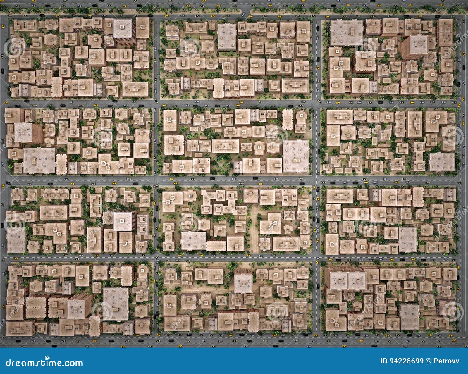 Low-rise City from Above View Stock Illustration - Illustration of ...