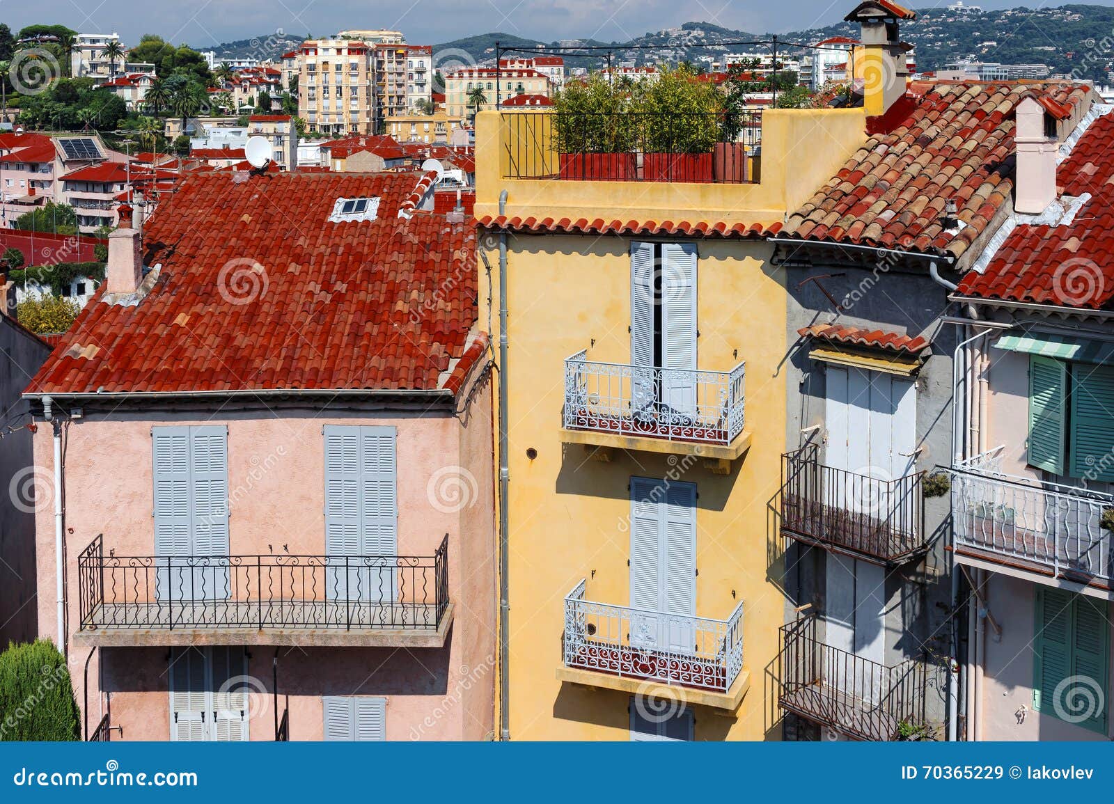 Low-rise homes. Nice. stock image. Image of city, history - 70365229
