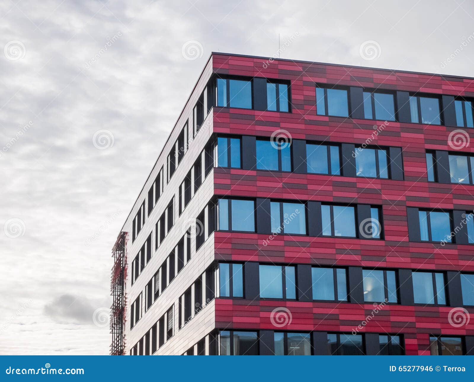 Low Rise Modern Office Building with Red Facade Stock Photo - Image of ...