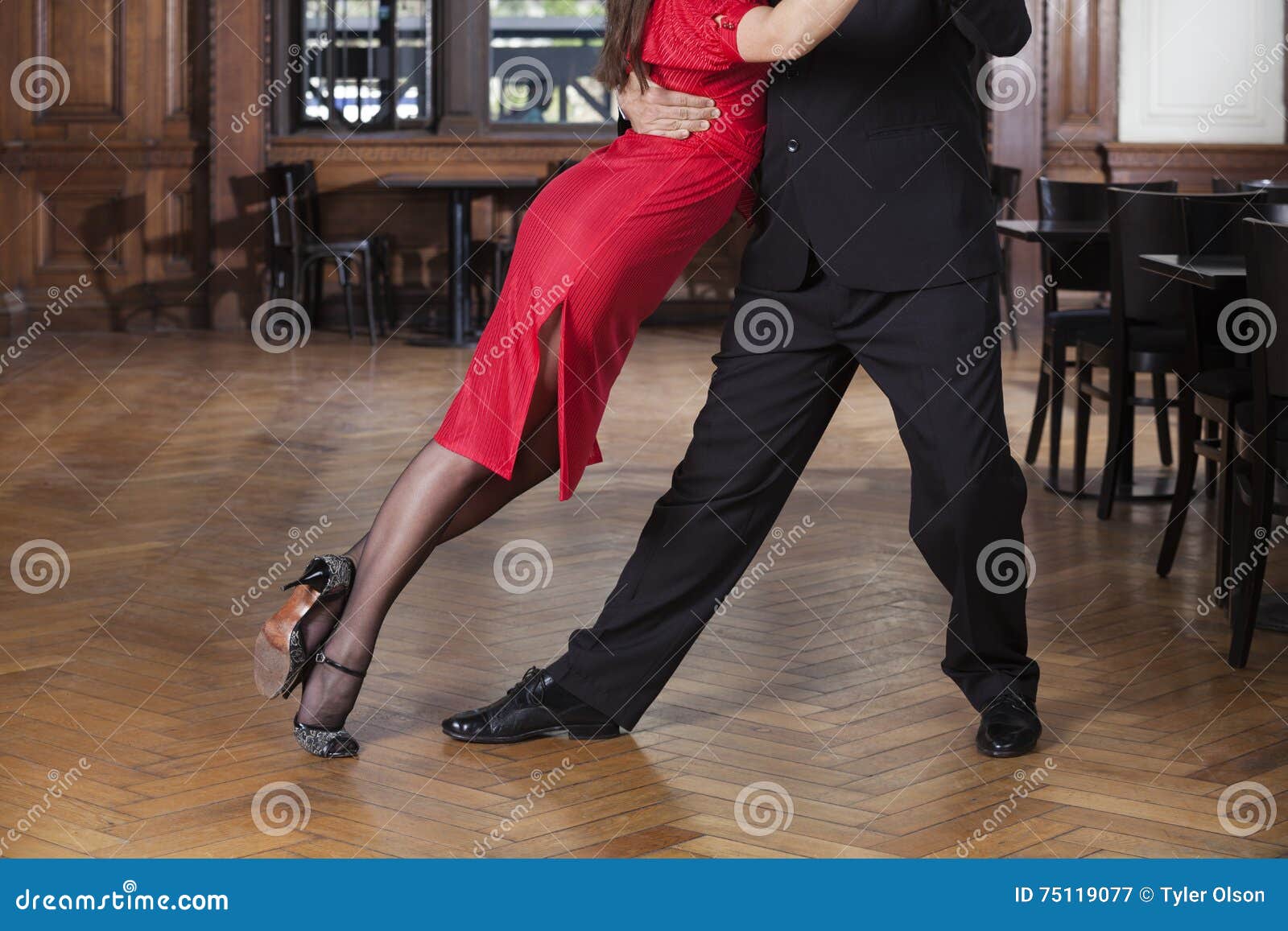 Low Section of Dancer Leaning on Partner while Performing Tango Stock ...