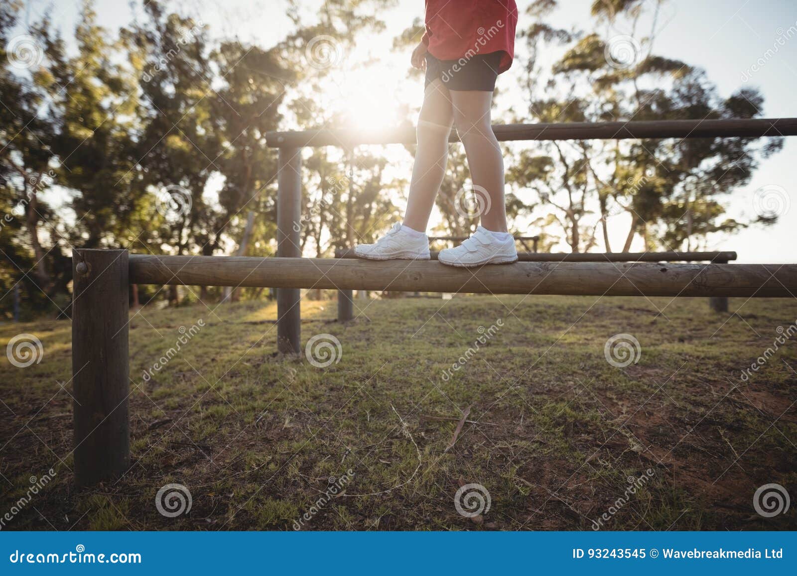 Low Section of Kid Walking on Obstacle during Obstacle Course Stock ...