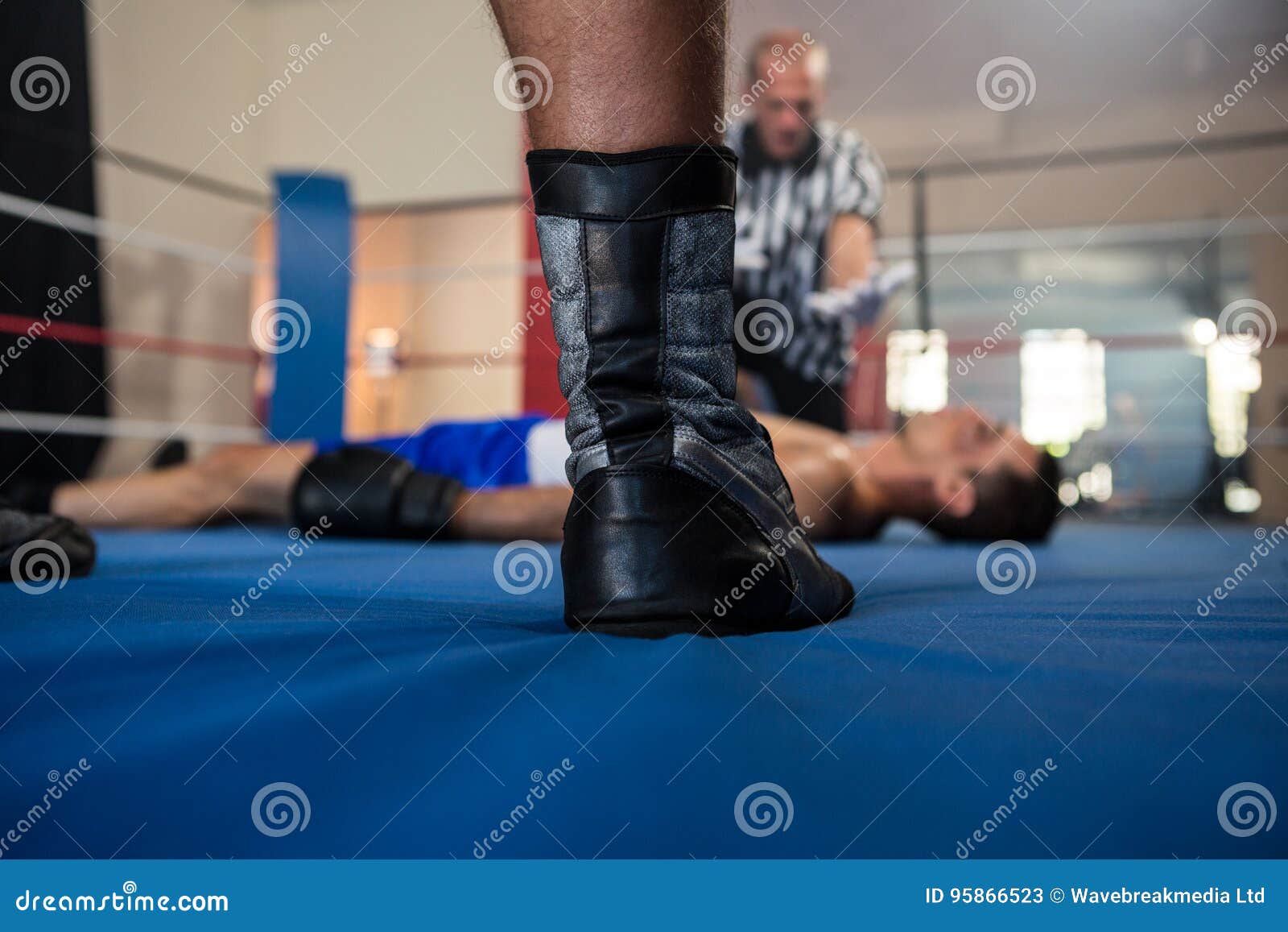 Low Section of Male Boxer Standing Against Referee by Athlete Stock ...
