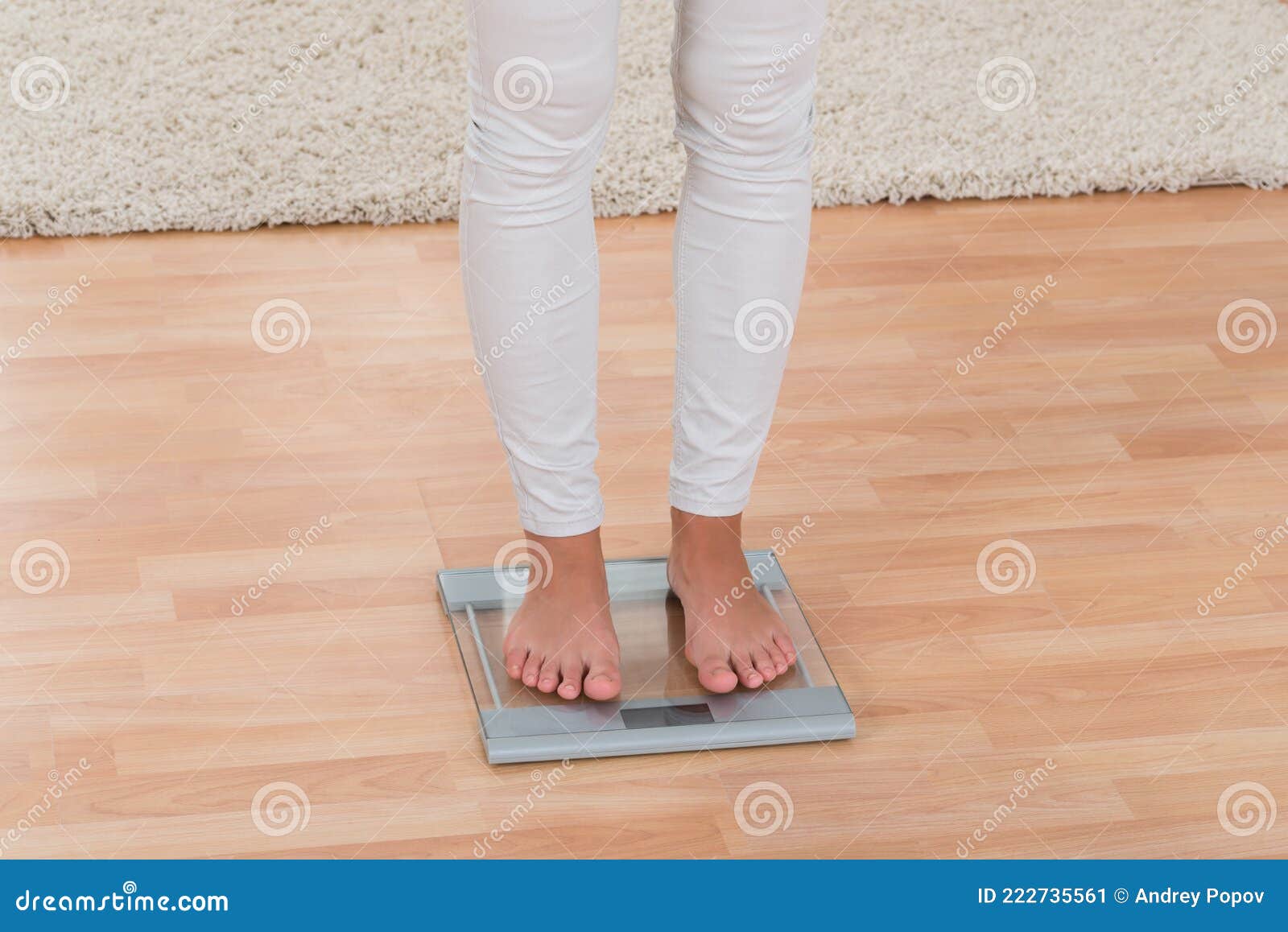 Woman Standing on Weighing Scale Stock Image - Image of diet, female ...