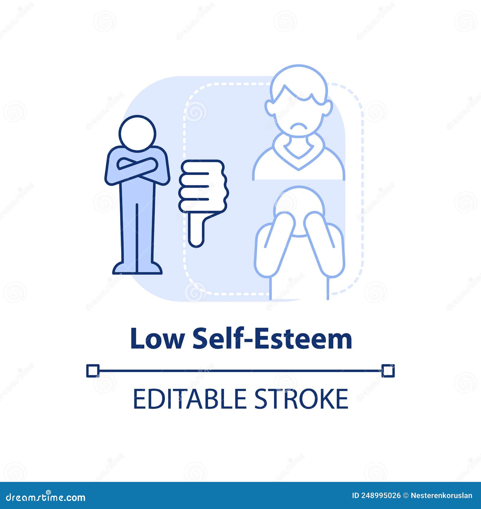 Low Self-esteem Light Blue Concept Icon Stock Vector - Illustration of ...