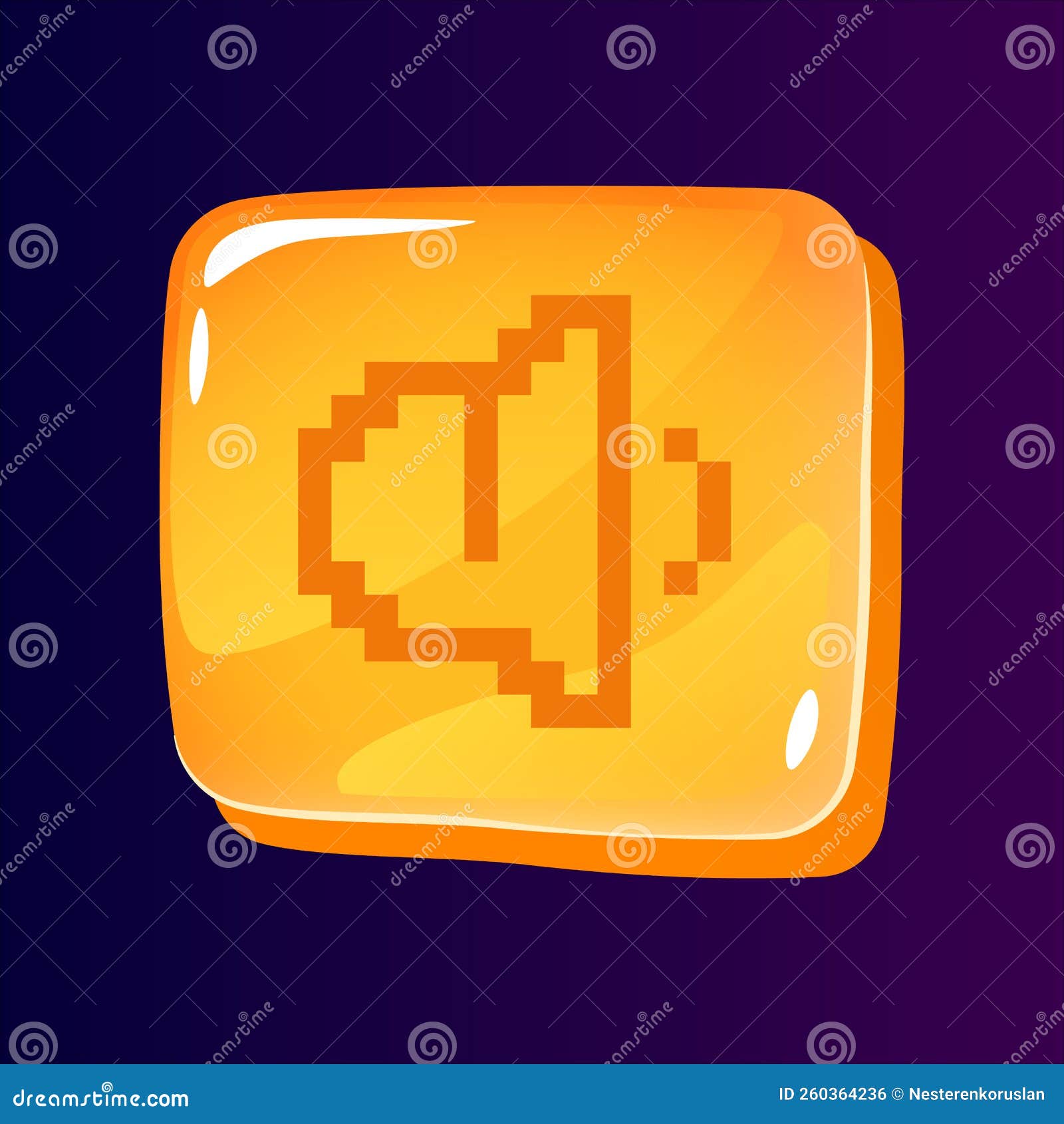 Low Sound Glossy Ui Button with Pixelated Icon Stock Vector ...