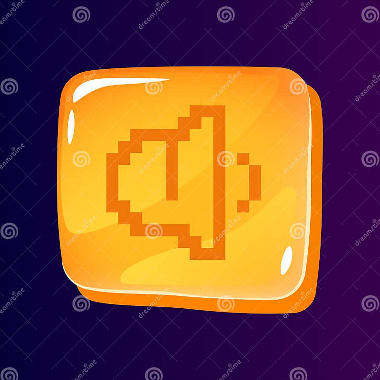Low Sound Glossy Ui Button with Pixelated Icon Stock Vector - Illustration of loudspeaker ...