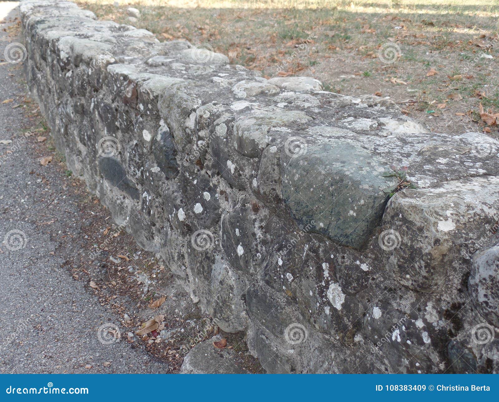 Low Stone Wall in Front of Castle Grounds Stock Image - Image of leaf ...