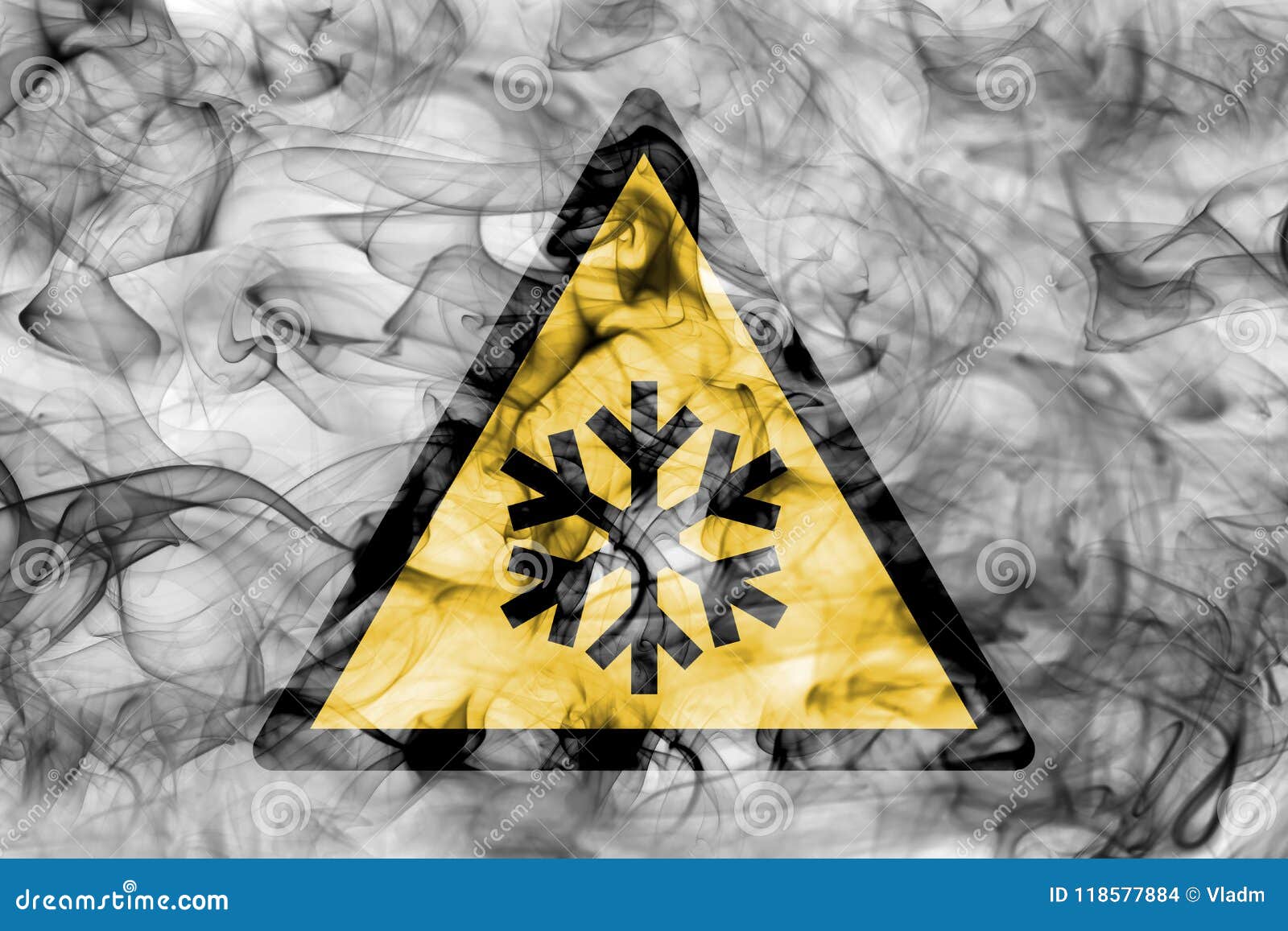 Low Temperatures Hazard Warning Smoke Sign. Triangular Warning H Stock ...