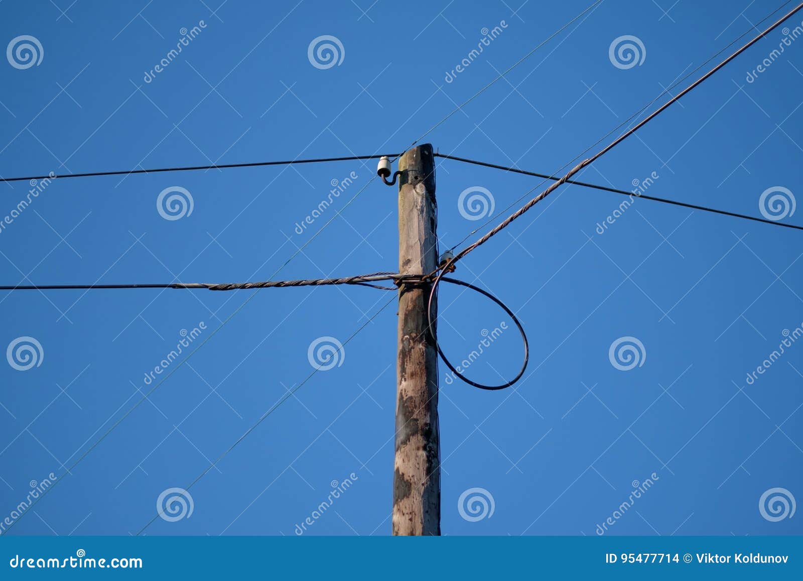 Low Tension Electrical Pole on Blue Sky Stock Photo - Image of outside ...