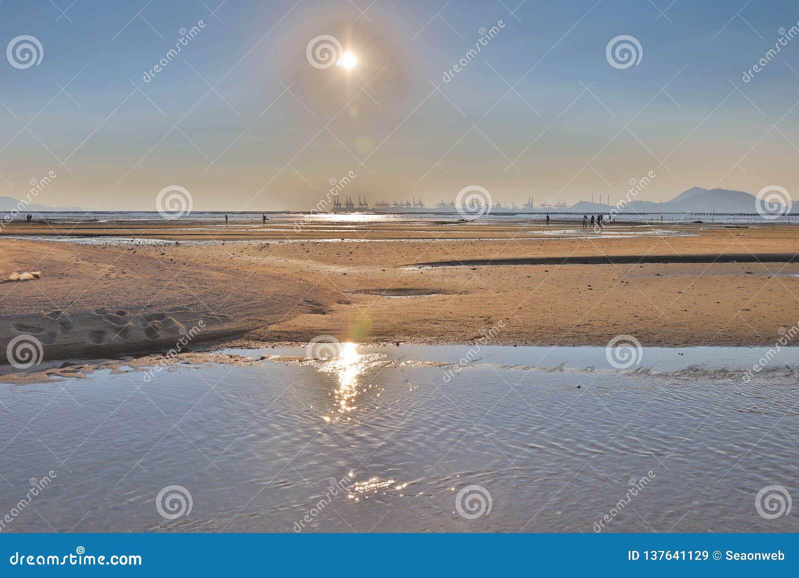 During Low Tide Atpak Lai Beach Stock Image - Image of dusk, dawn ...