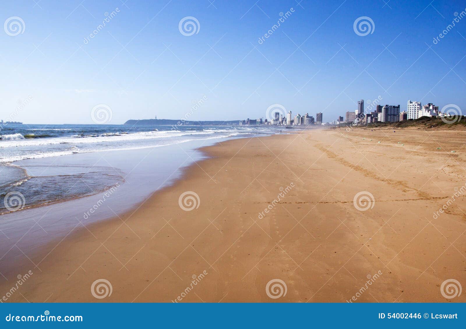 Low Tide at Durban Beachfront with Hotels in Background Stock Photo ...