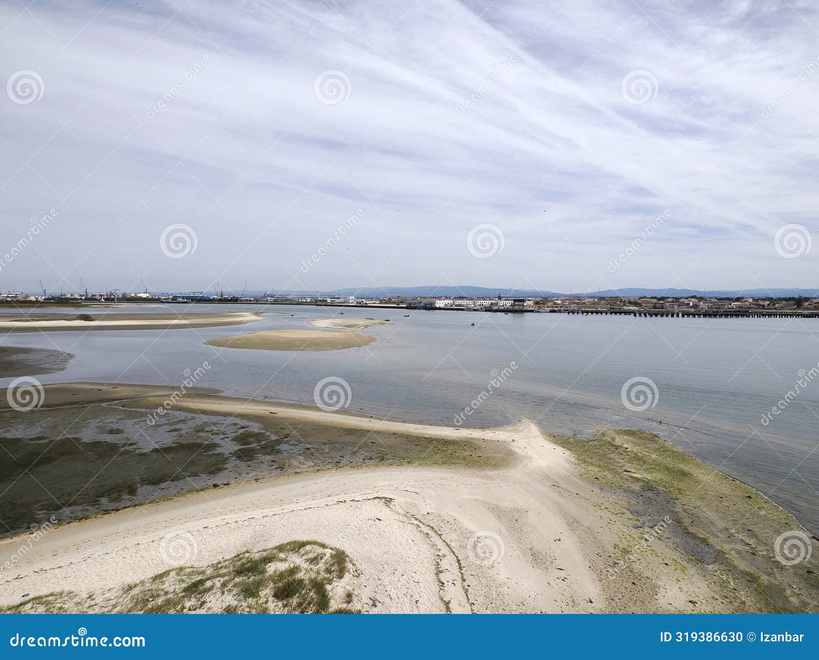 Low Tide in the Lagoon Ria De Aveiro, with People Picking Up Shell and ...