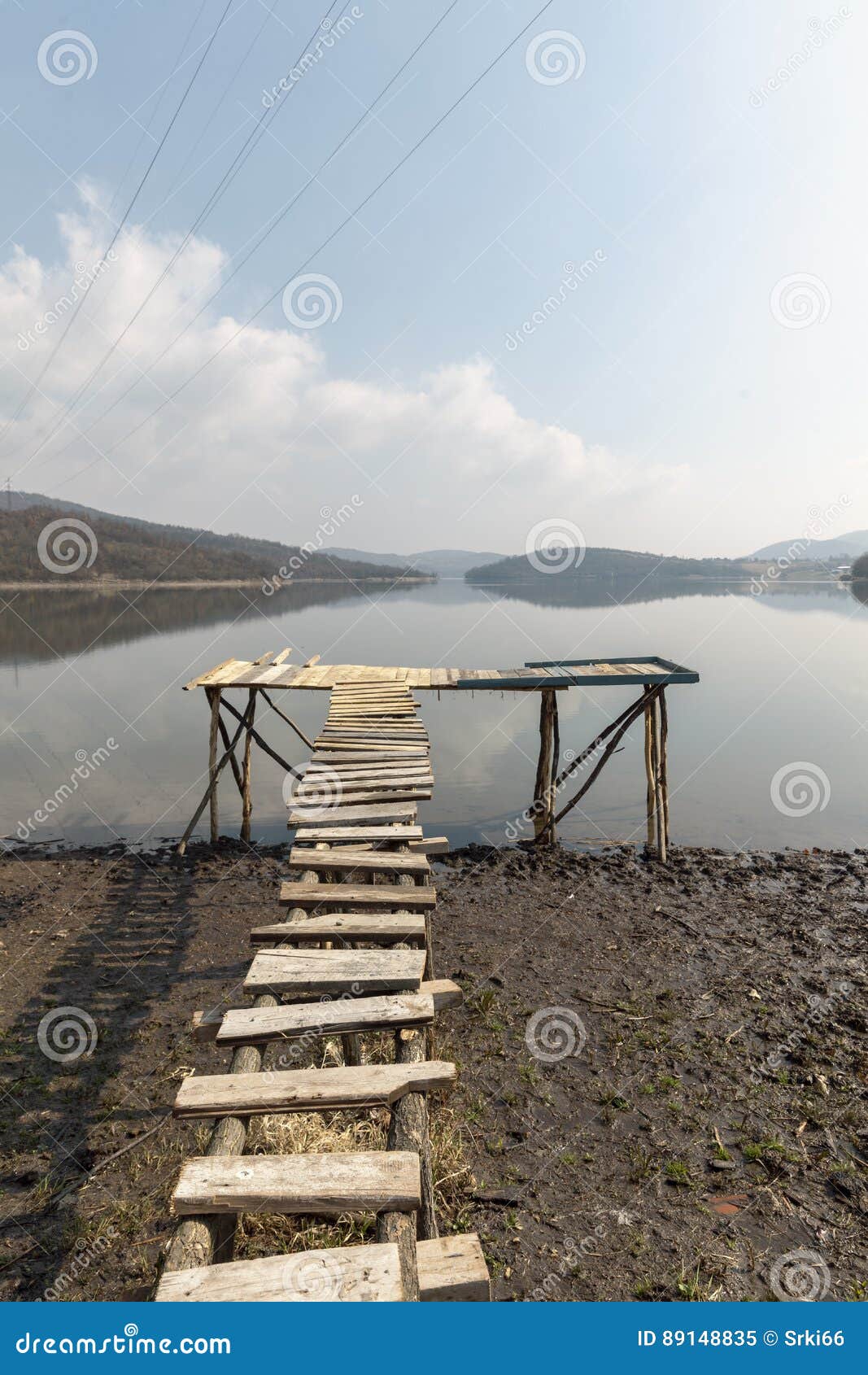 Low tide on the lake stock image. Image of lake, pier - 89148835