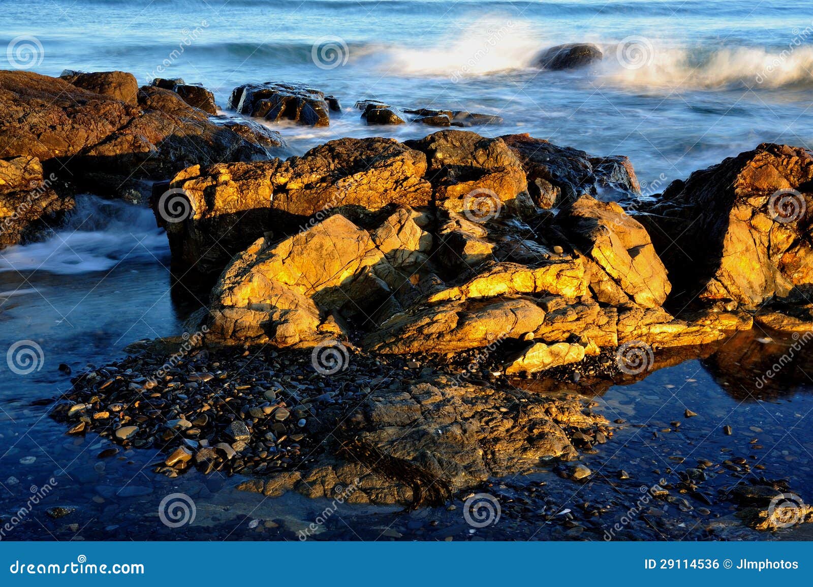 Low Tide Rocks on the New England Coast at Sunset Stock Photo - Image ...