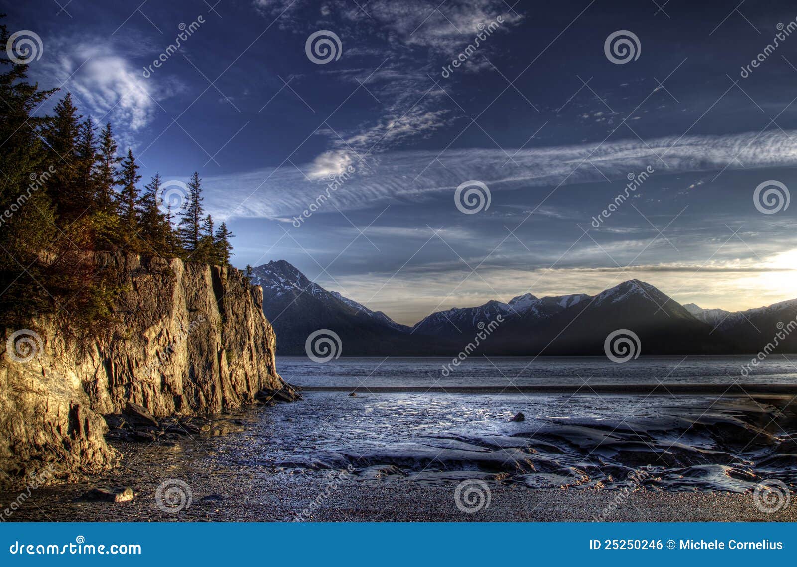 Low Tide in the Turnagain Arm Alaska Stock Photo - Image of sand, light ...