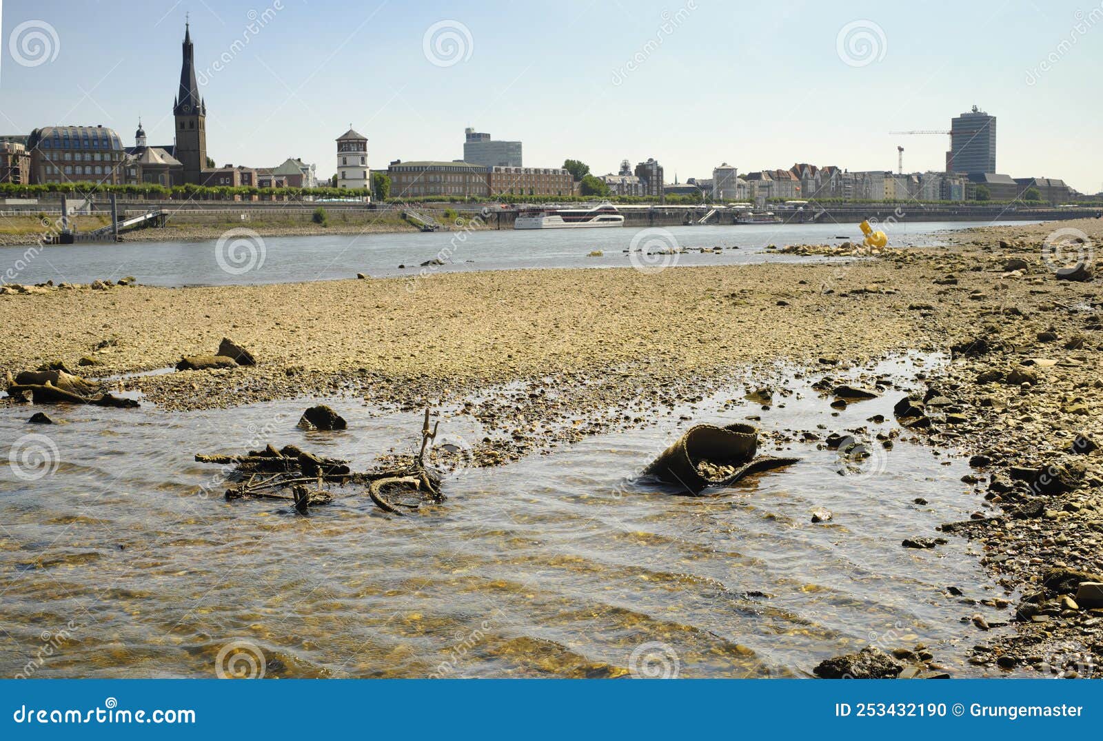 Low Stream Gauge of River Rhine in Germany.Water Shortage, Drought ...