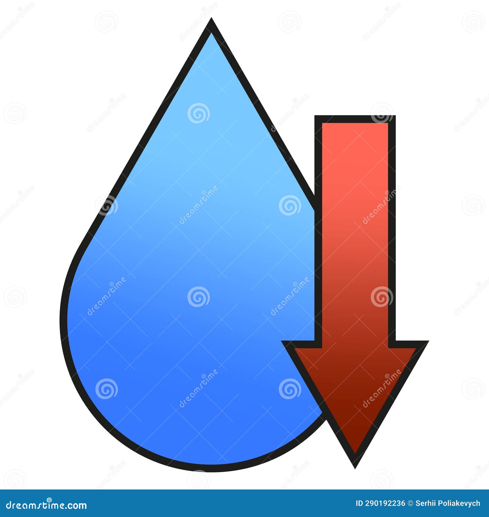 Low Water Sign. Drop with Down Arrow. Vector Illustration. EPS 10 Stock ...