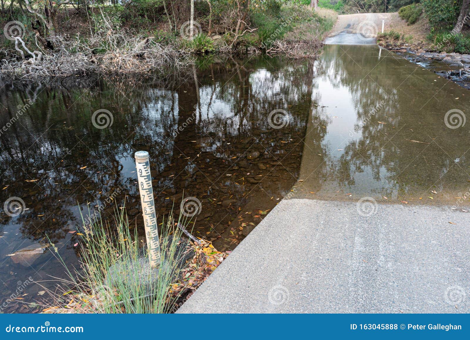 Low Water Sign on a Ford Crossing at a River Stock Photo - Image of ...