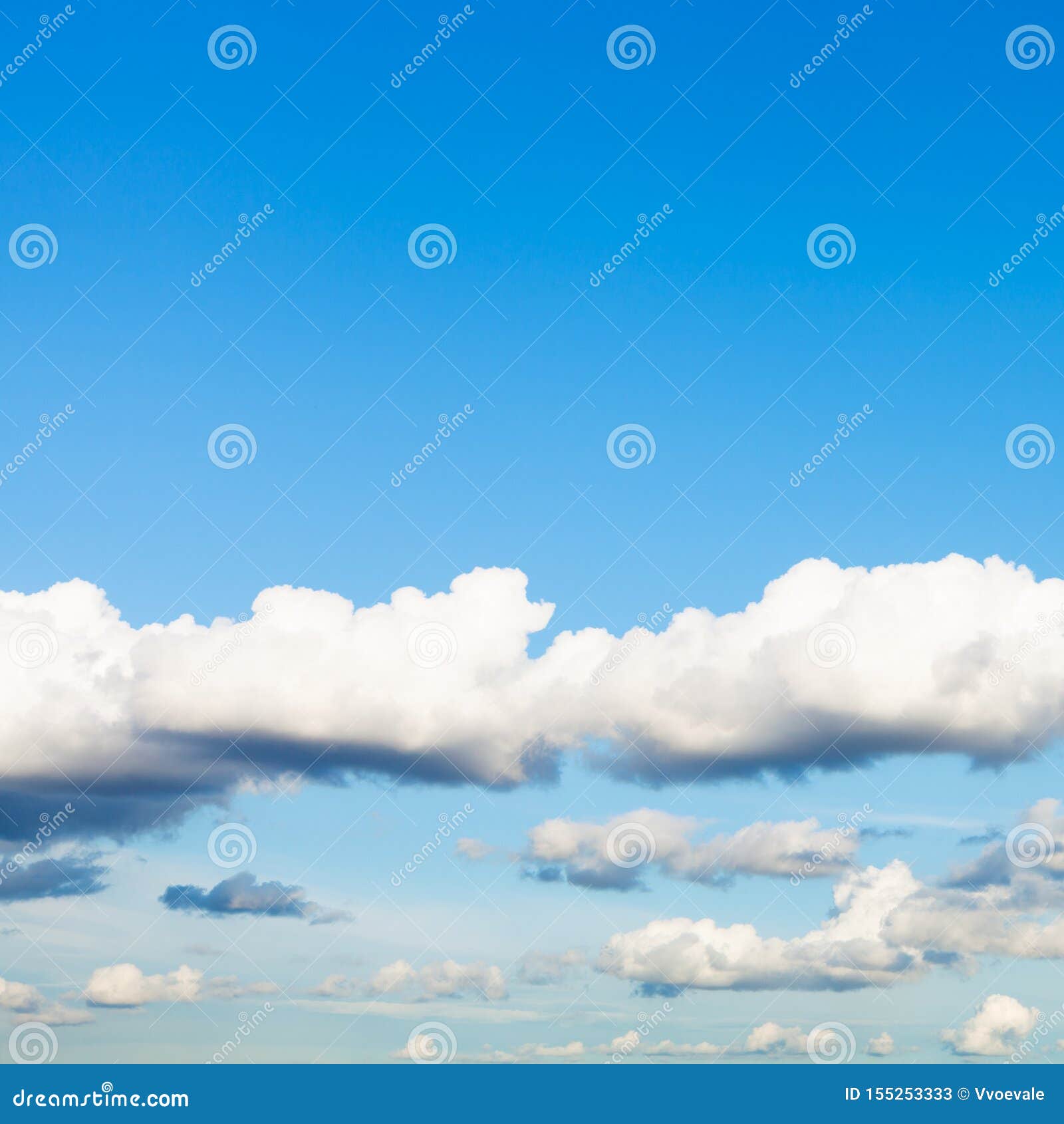 Low White Clouds in Blue Sky in Summer Twilight Stock Image - Image of ...