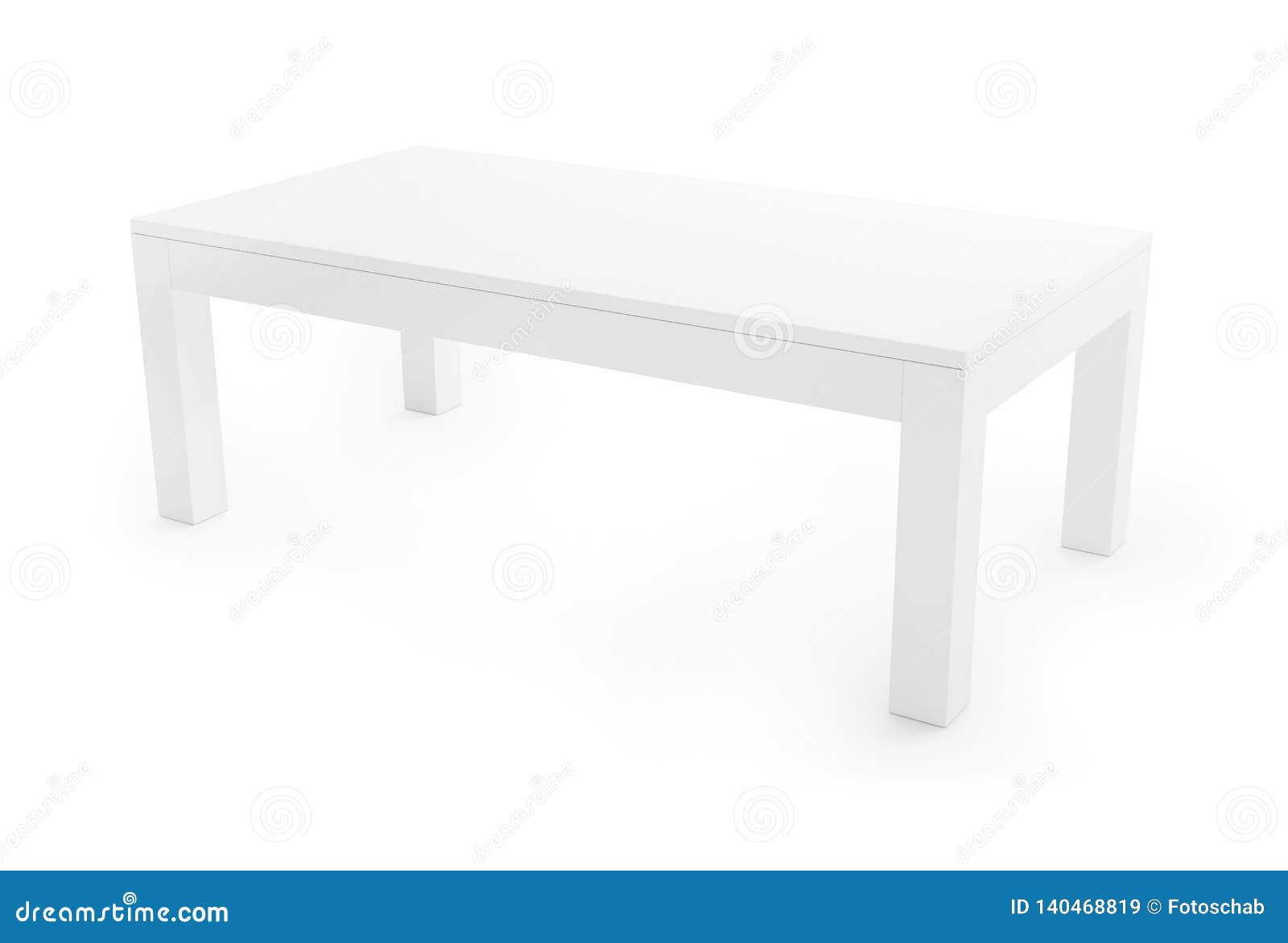 White Table Isolated on White with Clipping Path Included. 3D Rendering ...