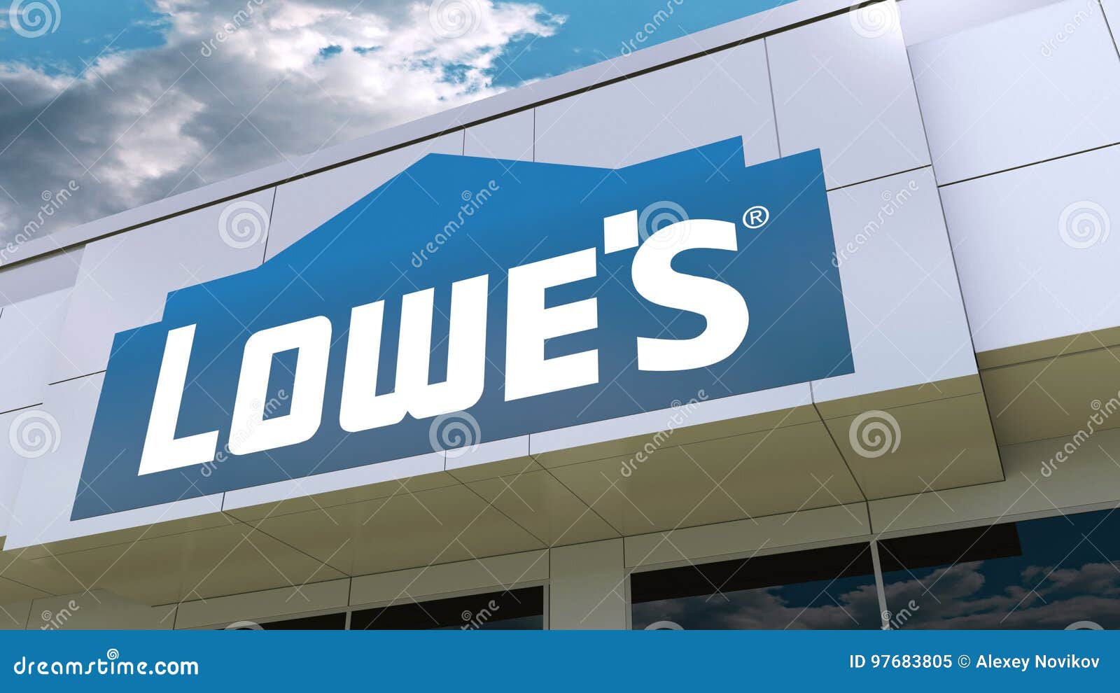 Lowe`s Logo On The Modern Building Facade. Editorial 3D Rendering ...