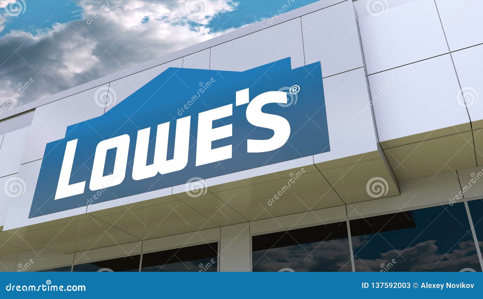 Lowe`s Logo on the Modern Building Facade. Editorial 3D Rendering Stock ...