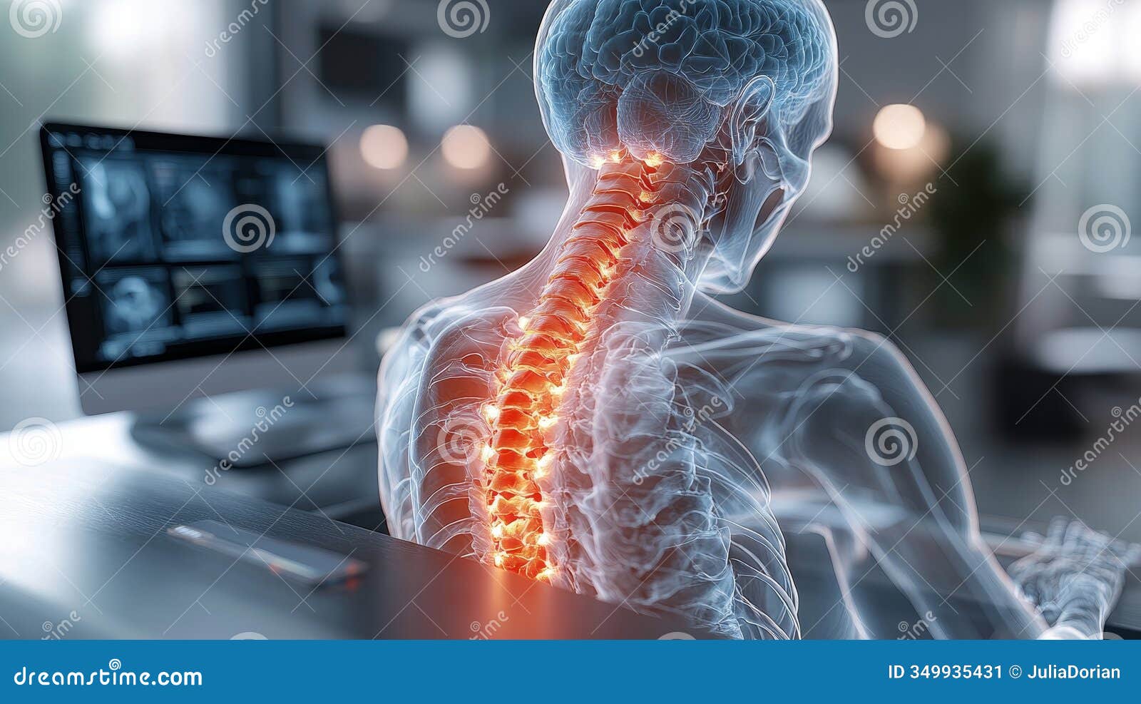 Lower Back Pain, Spinal Compression from Poor Posture, 3D Illustration ...
