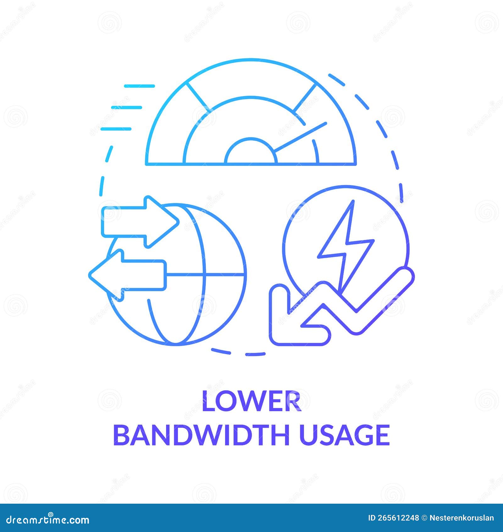 Lower Bandwidth Usage Blue Gradient Concept Icon Stock Vector ...