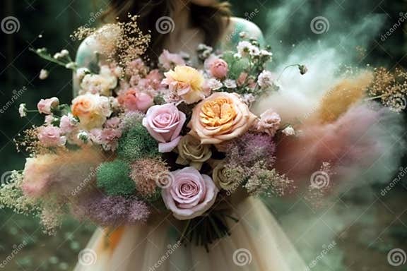 Lower Bouquet Exploding in Powder. Generative Ai Stock Illustration ...