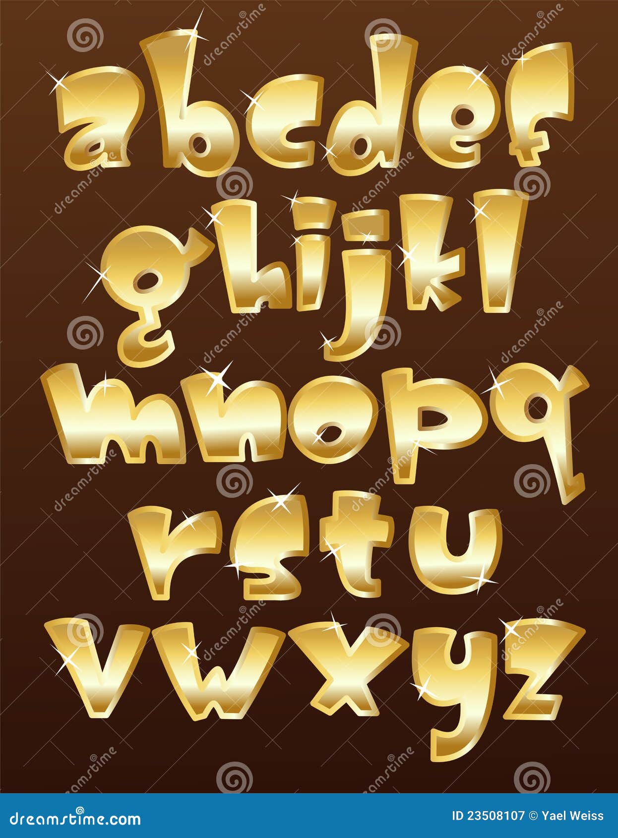 Lower Case Golden Typeface. Gold Lowercase Letters Font. Isolated ...