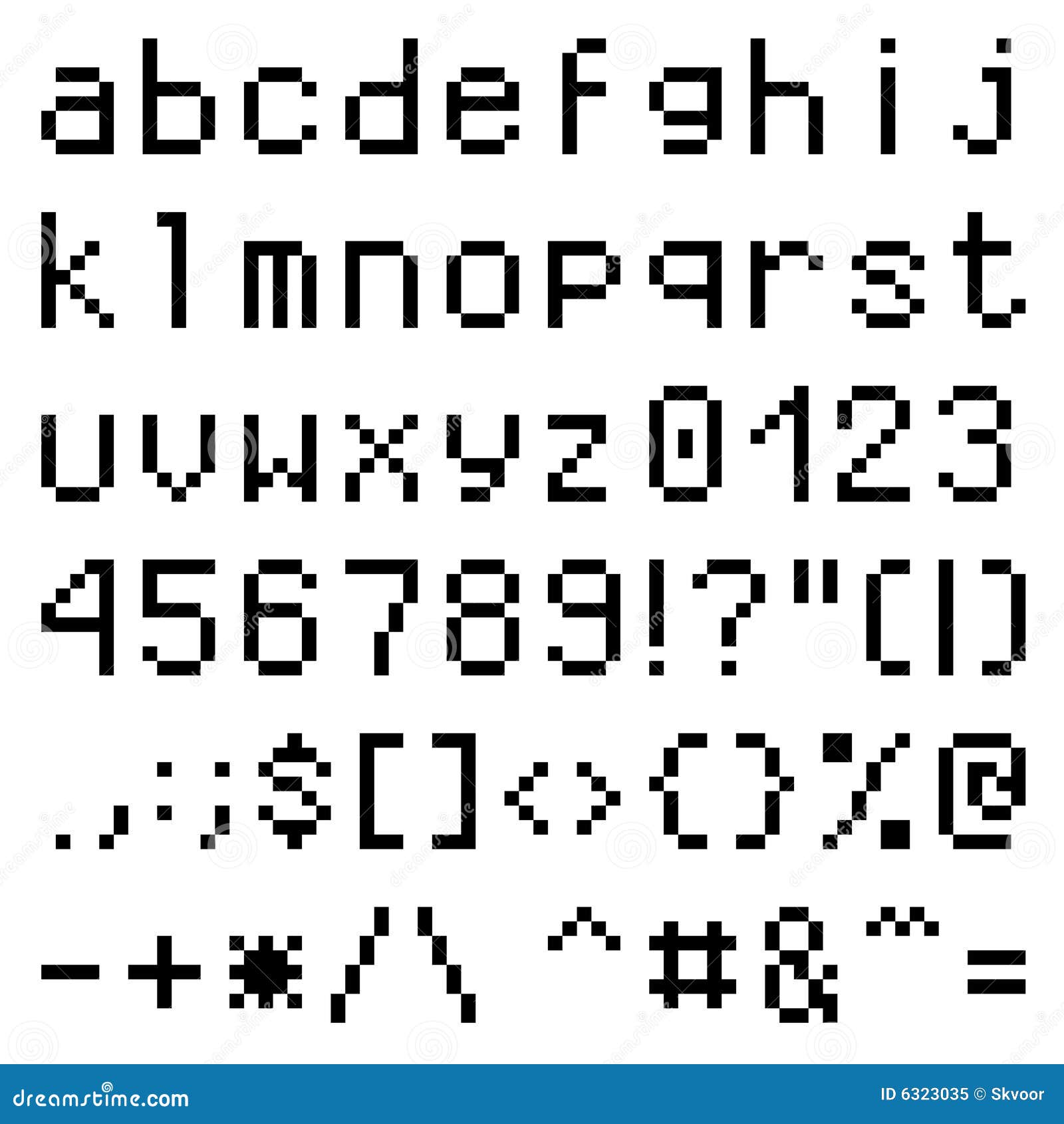 Pixel Font - Alphabets And Numerals Characters In Vector Illustration ... Pixel Font - Alphabets And Numerals Characters In Vector Illustration ...