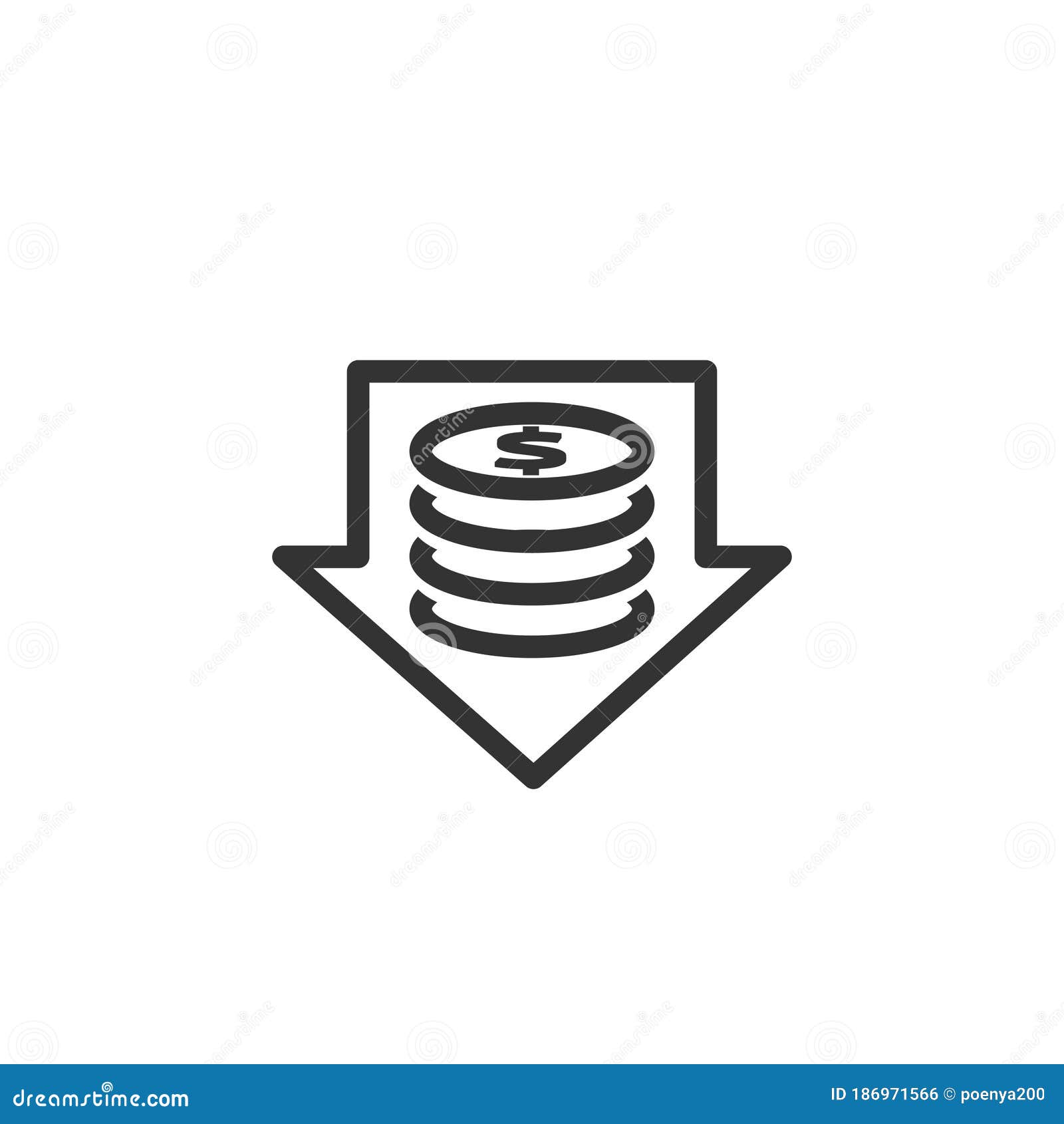 Lower Cost Icon. Dollar Money Decrease Symbol with Arrow Stretching ...